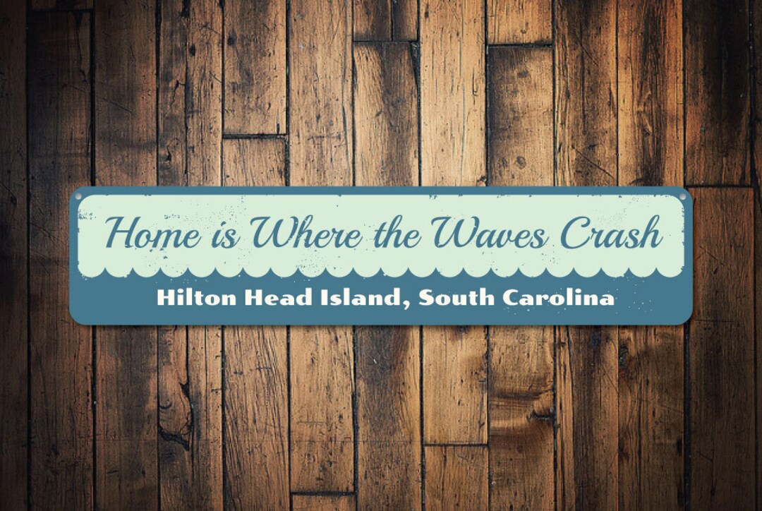 Beach Waves Sign, Personalized Home is Where Waves Crash Sign, Custom ...