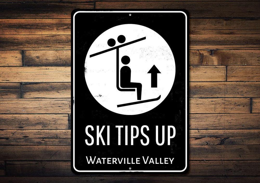Ski Tips up Sign, Personalized Skier Ski Lift Metal Decor, Custom ...