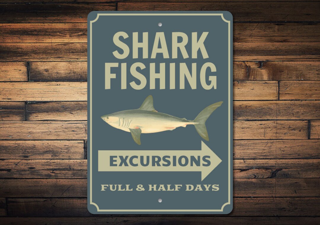 Shark Fishing Sign, Shark Decor, Shark Lover Gift, Shark Sign, Fishing ...