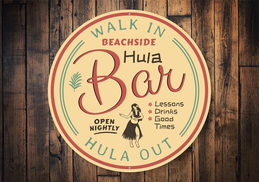 Beachside Hula Bar, Hula Bar, Hula Bar Decor, Decor for Hula Bars, Sign ...