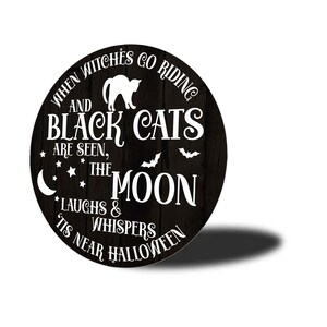 When Witches Go Riding Sign, Vintage Front Door Halloween Decor ...