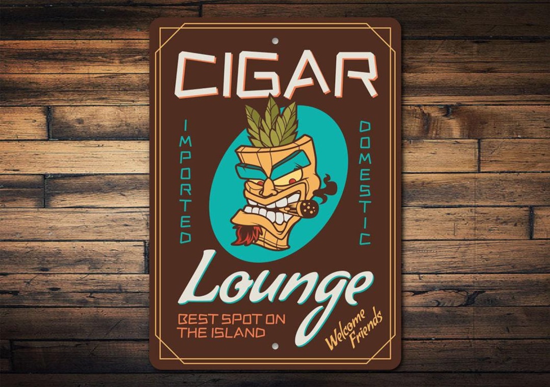 Cigar Lounge Sign, Tropical Cigar Decor, Cigar Lounge Gift, Home Bar ...