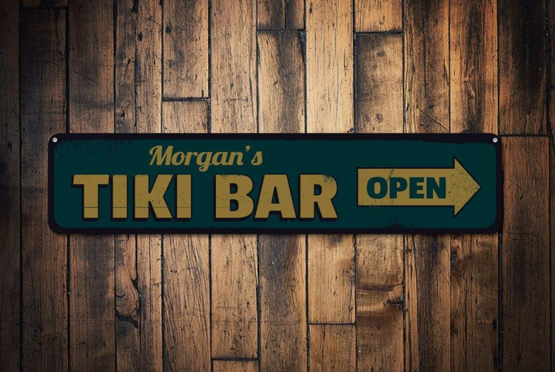 Tiki Bar Sign, Personalized Tiki Bar Arrow Sign, Open Sign, Beach Bar ...