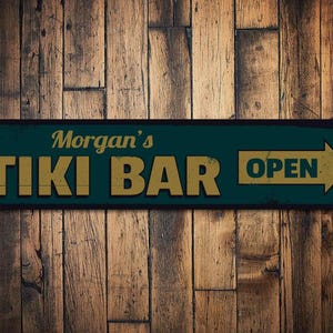 Tiki Bar Sign, Personalized Tiki Bar Arrow Sign, Open Sign, Beach Bar ...