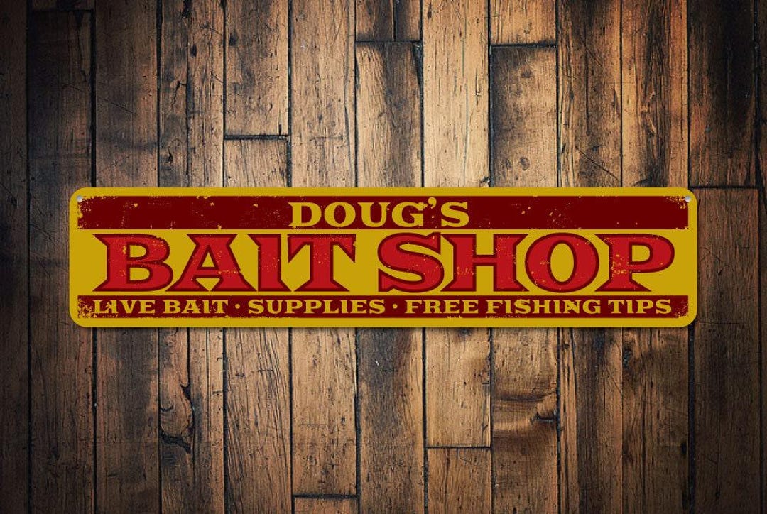 Bait Shop Sign, Personalized Fishing Supply Sign, Lake House Sign, Lake ...