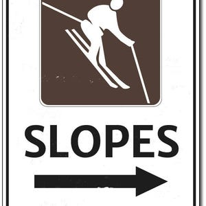Slopes Arrow Sign, Personalized Skier Valley Ski Resort Name Metal ...