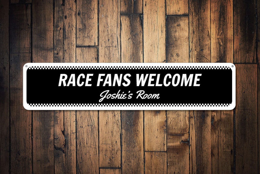Race Car Sign, Custom Race Fans Welcome Sign, Personalized Children Kid ...