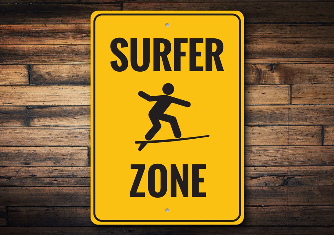 Surfing Zone Sign, Surf Zone Sign, Surfing Lovers, Ocean Decor, Surfer ...