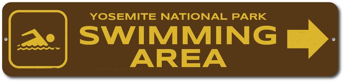 Swimming Area Sign, Custom Swimmer Arrow Swim National Park Name Gift ...