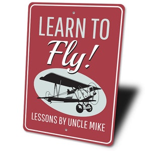 Learn to Fly Sign, Pilot Sign, Airplane Decor, Airplane Hangar Sign ...
