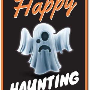Happy Haunting Sign, Ghost Decor Sign, Scary Ghost Decor, Haunted Gift ...