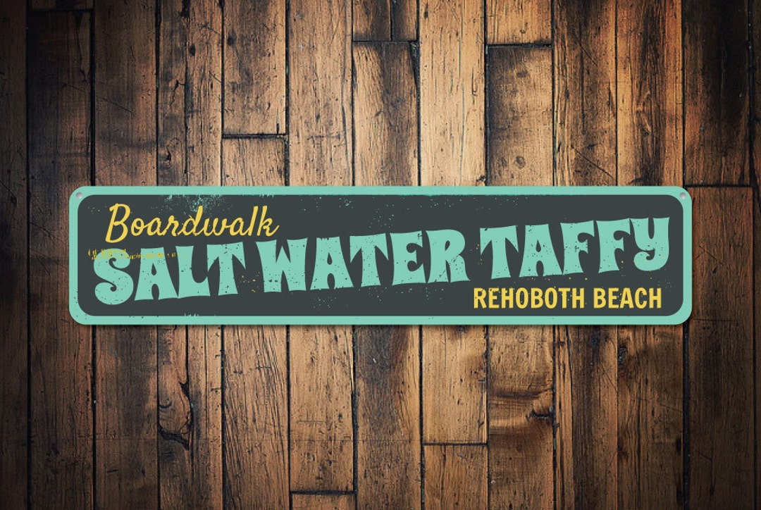 Boardwalk Salt Water Taffy Sign, Personalized Beach House Sign, Custom ...