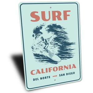 Surf Cali Sign, Retro Surf Location, Surfing Location, Gift for Surfers ...