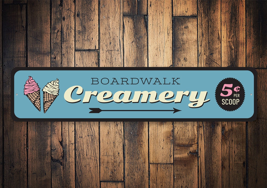 Boardwalk Signs, Boardwalk Creamery, Boardwalk, Boardwalk Decor, Ice ...