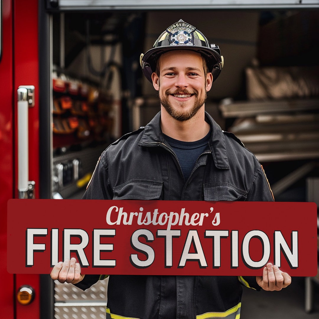 Fire Station Sign, Custom Firefighter Sign, Firehouse Decor, Custom ...