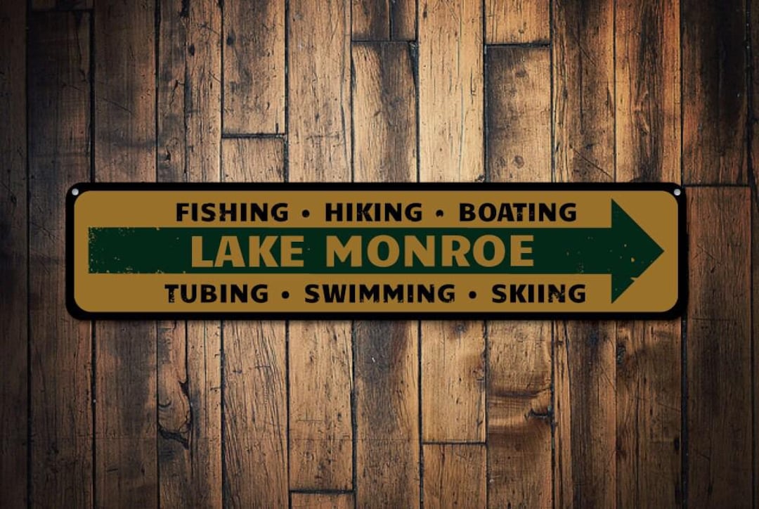 Lake Arrow Sign, Personalized Lake Name Sign, Directional Arrow Decor ...
