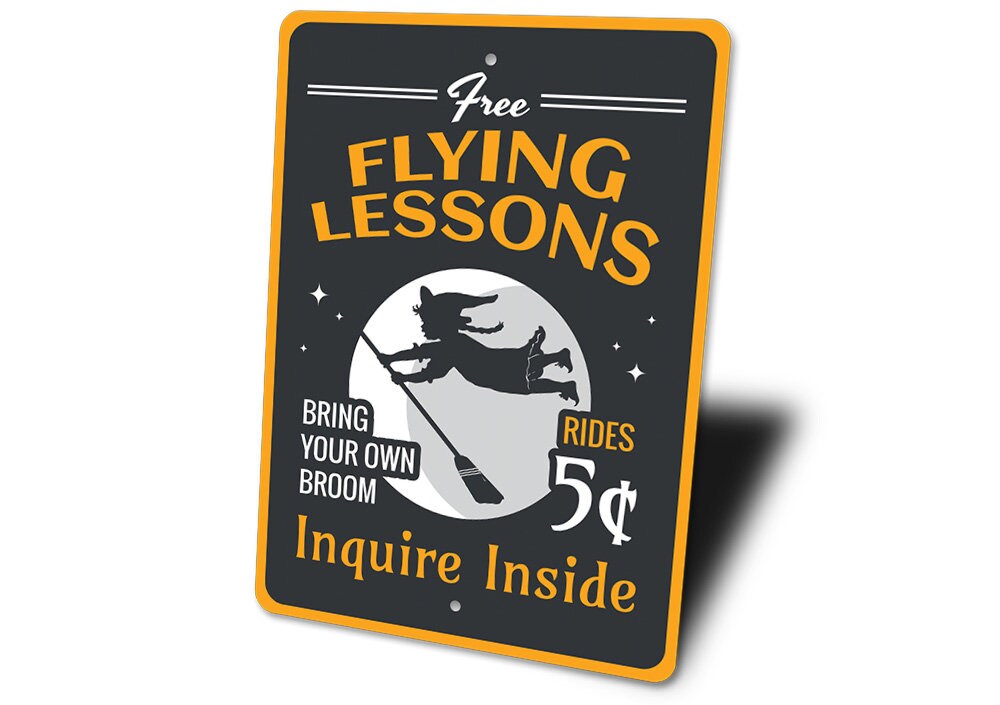Flying Lessons Sign Witch Broom Rides Fly Here Sign - Etsy
