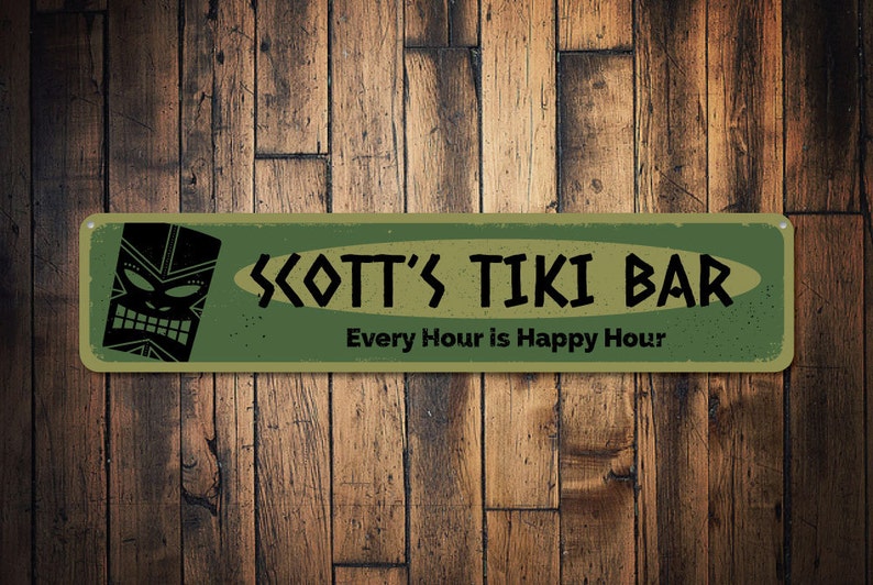 Happy Hour Sign Tiki Bar Sign Personalized Beach Bar Sign - Etsy