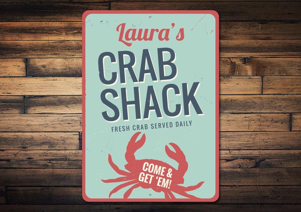 Crab Come & Get 'em Sign, Custom Crab Shack Seafood Lover Gift ...