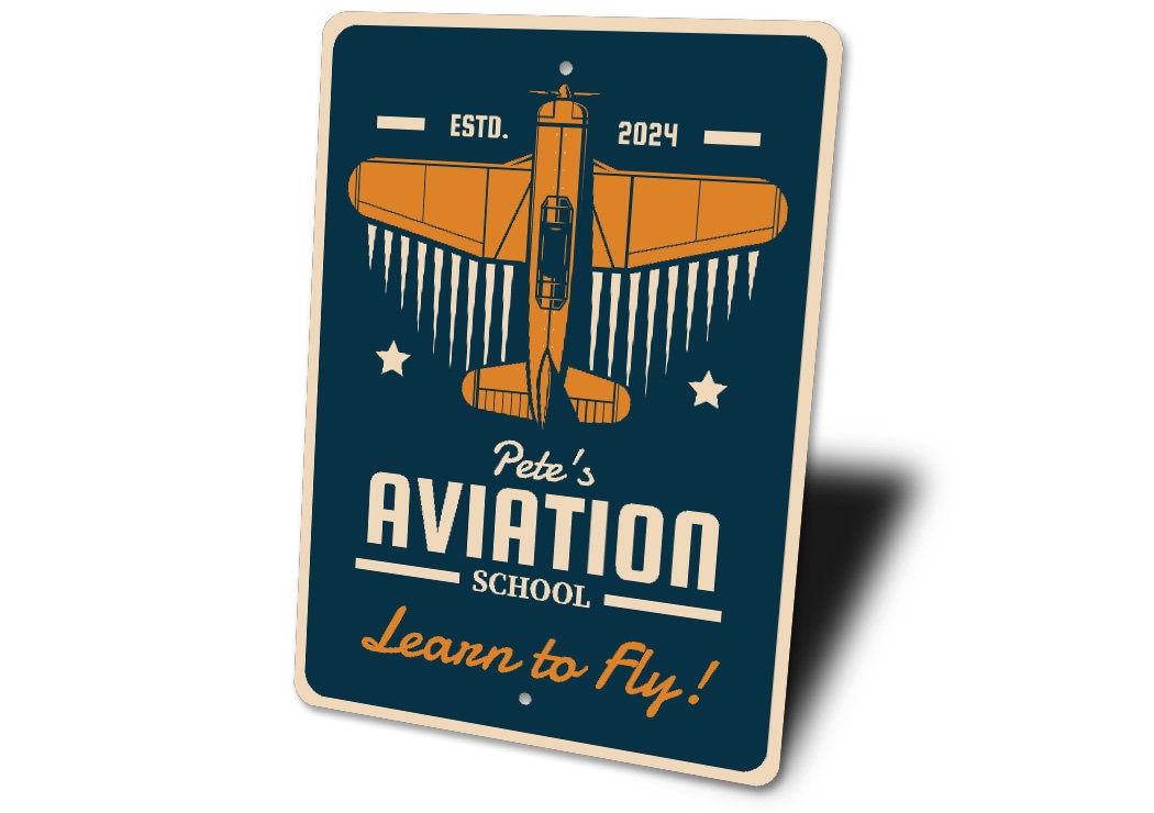 Aviation School Sign, Custom Aviation Sign, Vintage Aviation Decor ...