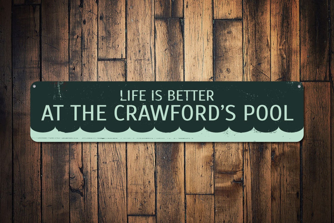 Life is Better at Pool Sign Personalized Family Name Sign - Etsy