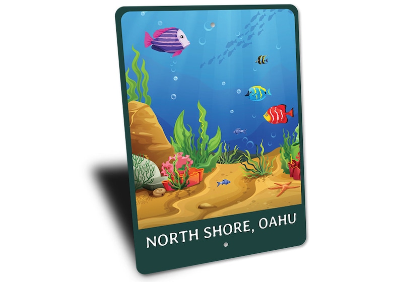North Shore Oahu Sign Custom Beach Sign Marine Life Beach - Etsy