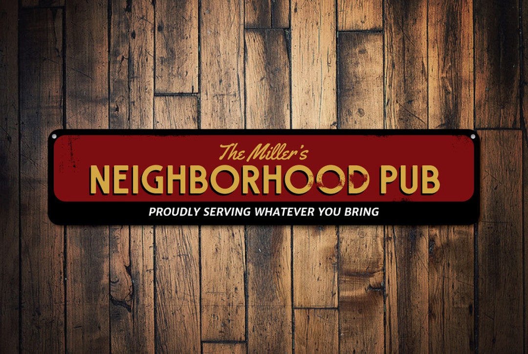 Family Neighborhood Pub Sign, Personalized Family Name Bar Sign, Custom ...
