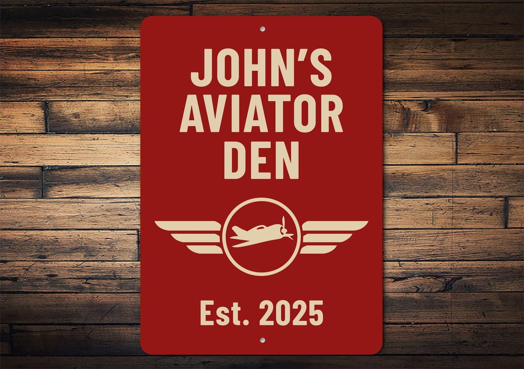 Aviator Den Sign, Custom Pilot Name Wall Decor, Personalized Aviation ...
