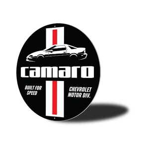 Circle Garage Sign, Camaro Garage Sign, Retro Camaro Sign, Vintage ...