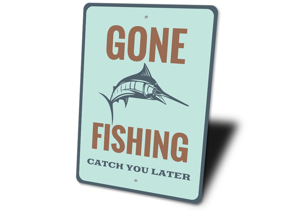 Gone Fishing Sign Fish Catching Sign Beach Decor Sign for - Etsy