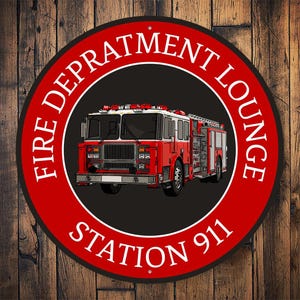 Custom Fire Station Sign - Firefighter Lounge Decor - Personalized ...