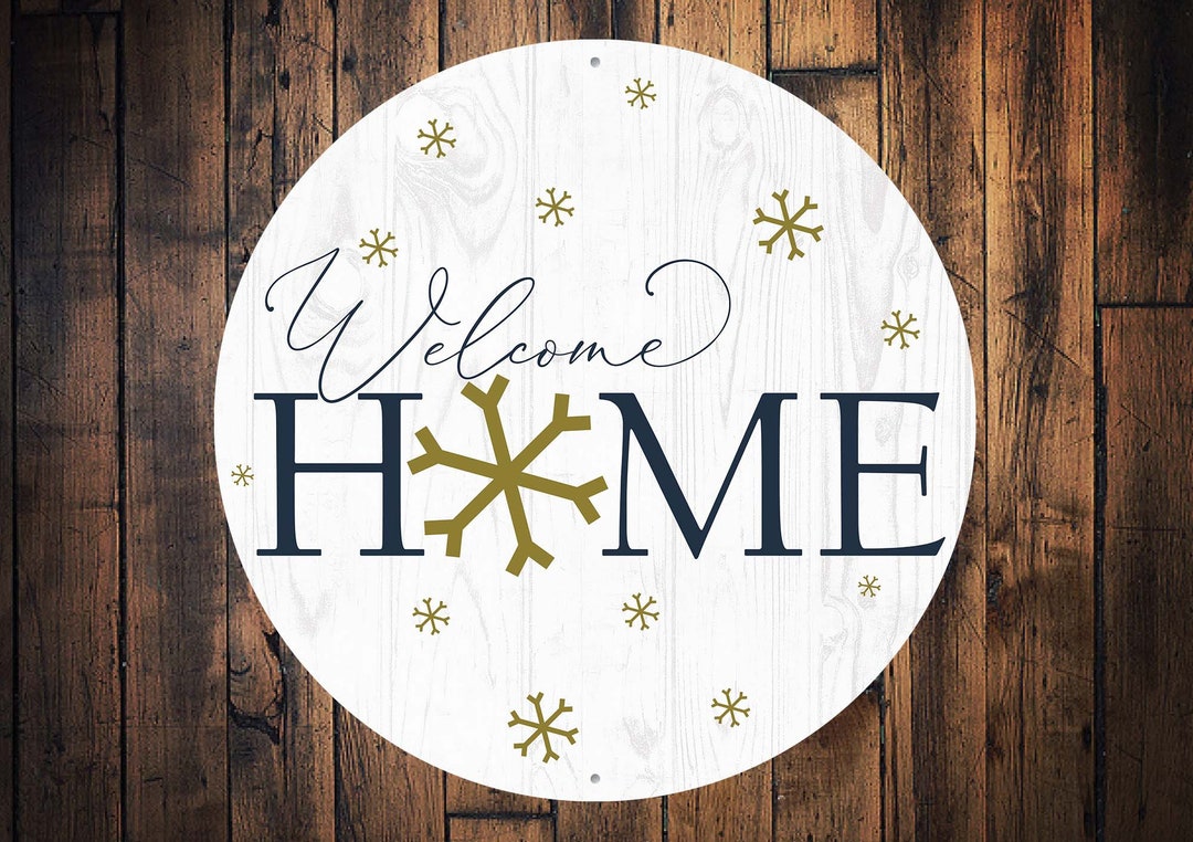 Welcome Home Christmas Decor, Round Christmas Sign, Xmas Door Sign ...