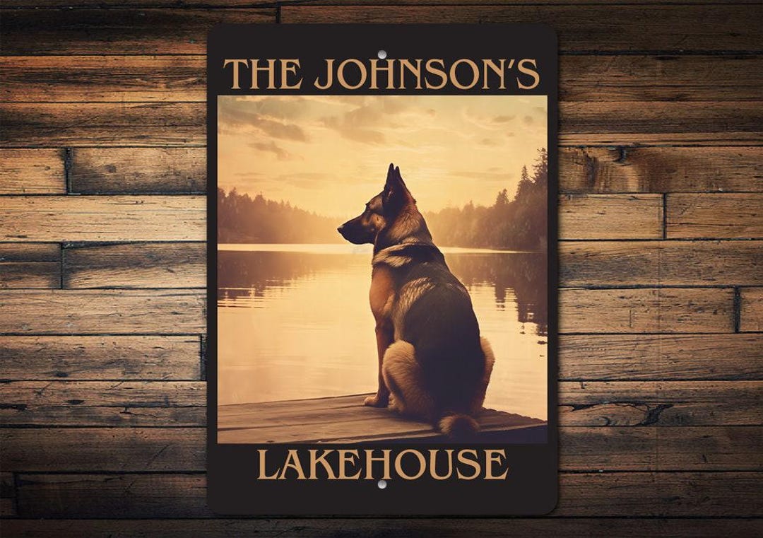 German Shepherd Dog Sign for Family Lakehouse Wall Decor, Custom Family ...