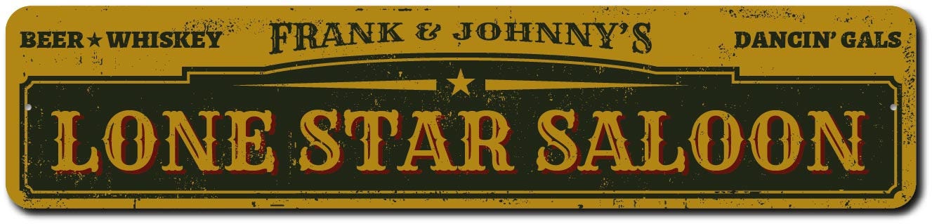 Lone Star Saloon Sign Custom Saloon Gift for Bar Owner Sign | Etsy