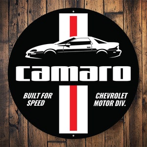 Circle Garage Sign, Camaro Garage Sign, Retro Camaro Sign, Vintage ...