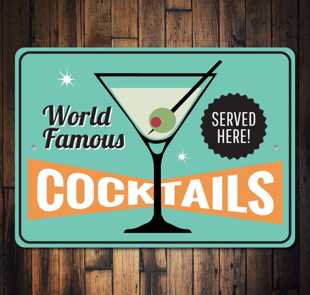 Cocktails Sign, Martini Glass Decor, Beach Bar Sign, Tiki Bar Decor ...