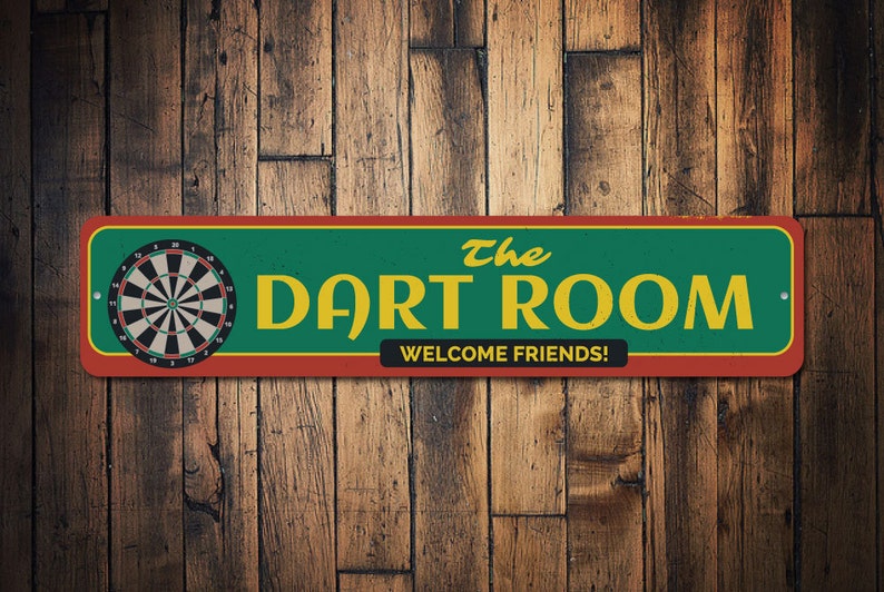 The Dart Room Welcome Friends Sign Custom Metal Dart Board - Etsy
