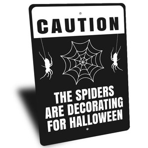 Spider Web Sign Decor, Funny Spider Sign, Caution Halloween Sign, Decor ...