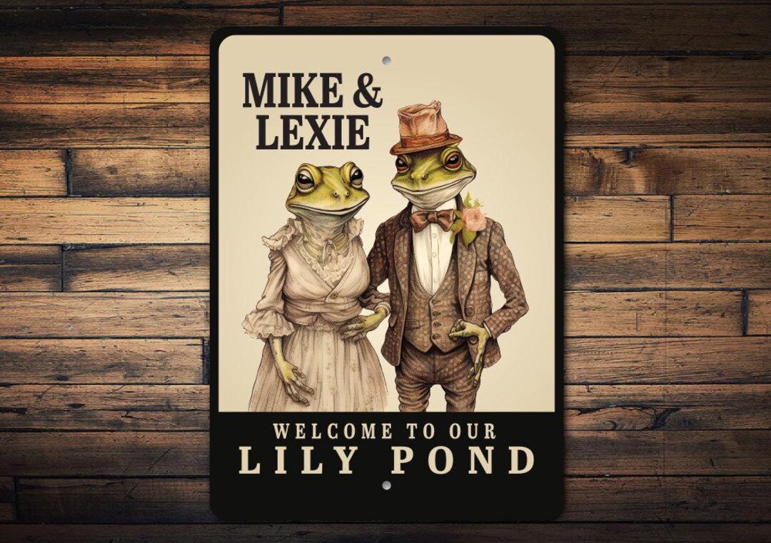 Couples Frog Sign, Custom Couples Gift, Lily Pond Sign, Frog Lily Pond ...