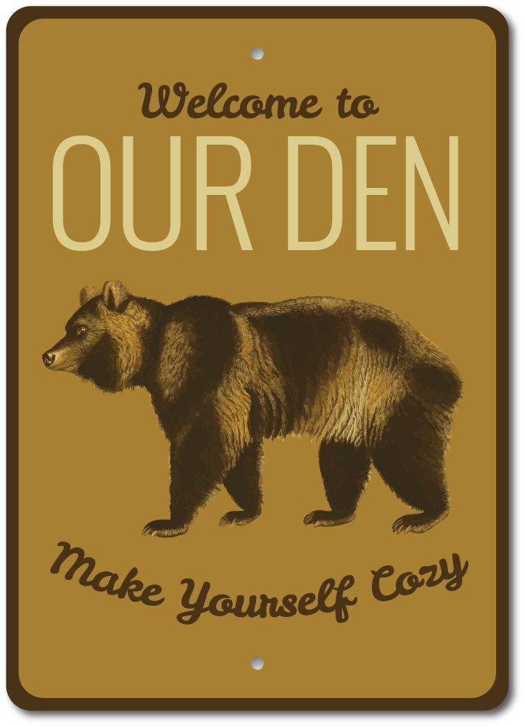Den Sign Bear Den Decor Welcome Den Sign Bear Lover Gift - Etsy