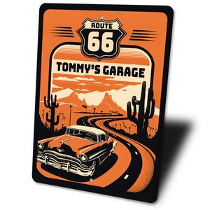 Custom Garage Sign, Vintage Route 66 Sign, Route 66 Memorabilia, Retro ...