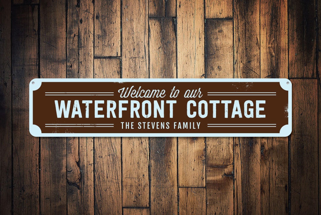 Waterfront Cottage Sign, Personalized Welcome Beach Sign, Custom Family ...