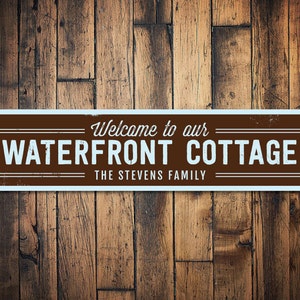Waterfront Cottage Sign, Personalized Welcome Beach Sign, Custom Family ...