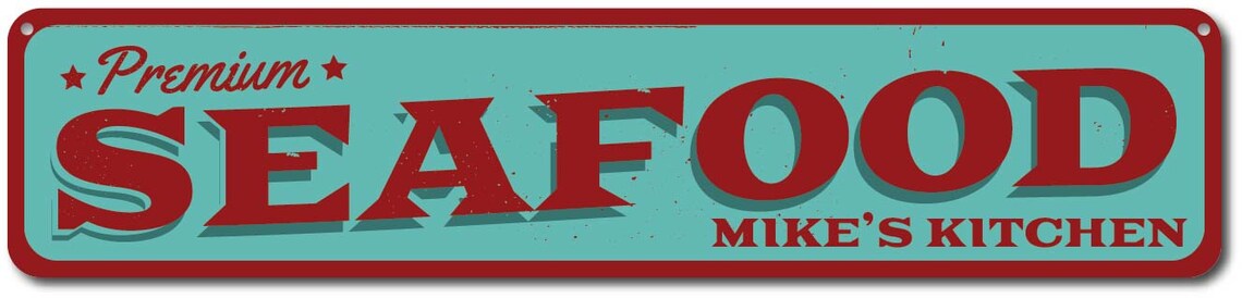 Premium Seafood Sign, Personalized Kitchen Name Sign, Custom Restaurant ...