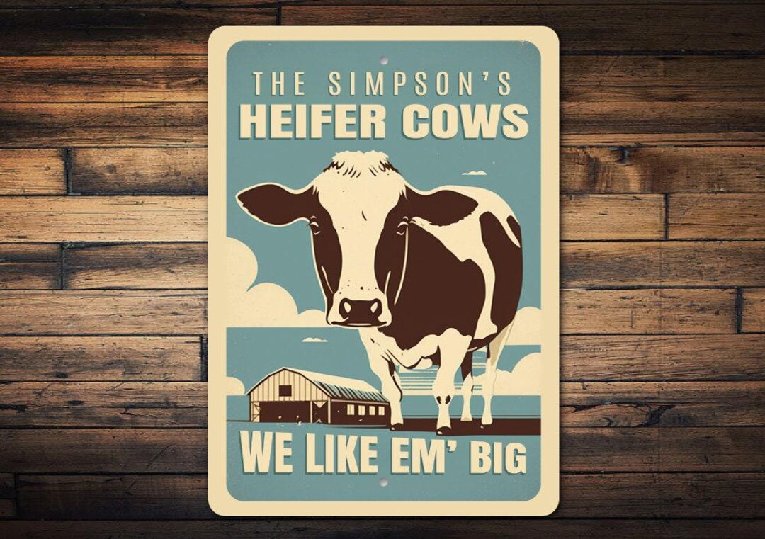 Heifer Cow Sign, Family Cow Barn Sign, Custom Cow Sign, Decor for Cows ...
