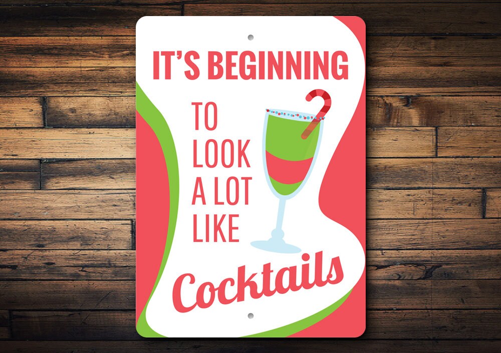 Cocktail Drink Sign Cocktail Decor Christmas Drinks - Etsy