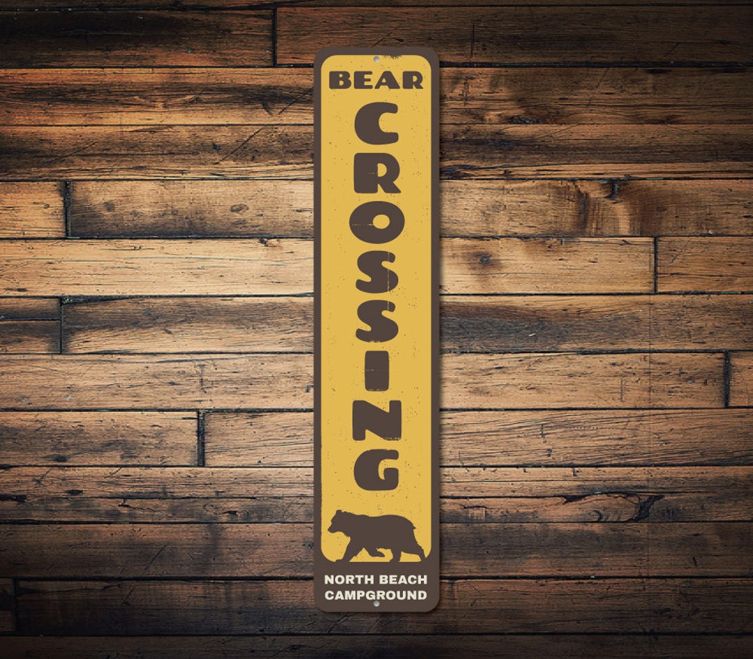 Bear Crossing Sign, Campground Decor, Bear Camp Sign, Custom Campground ...