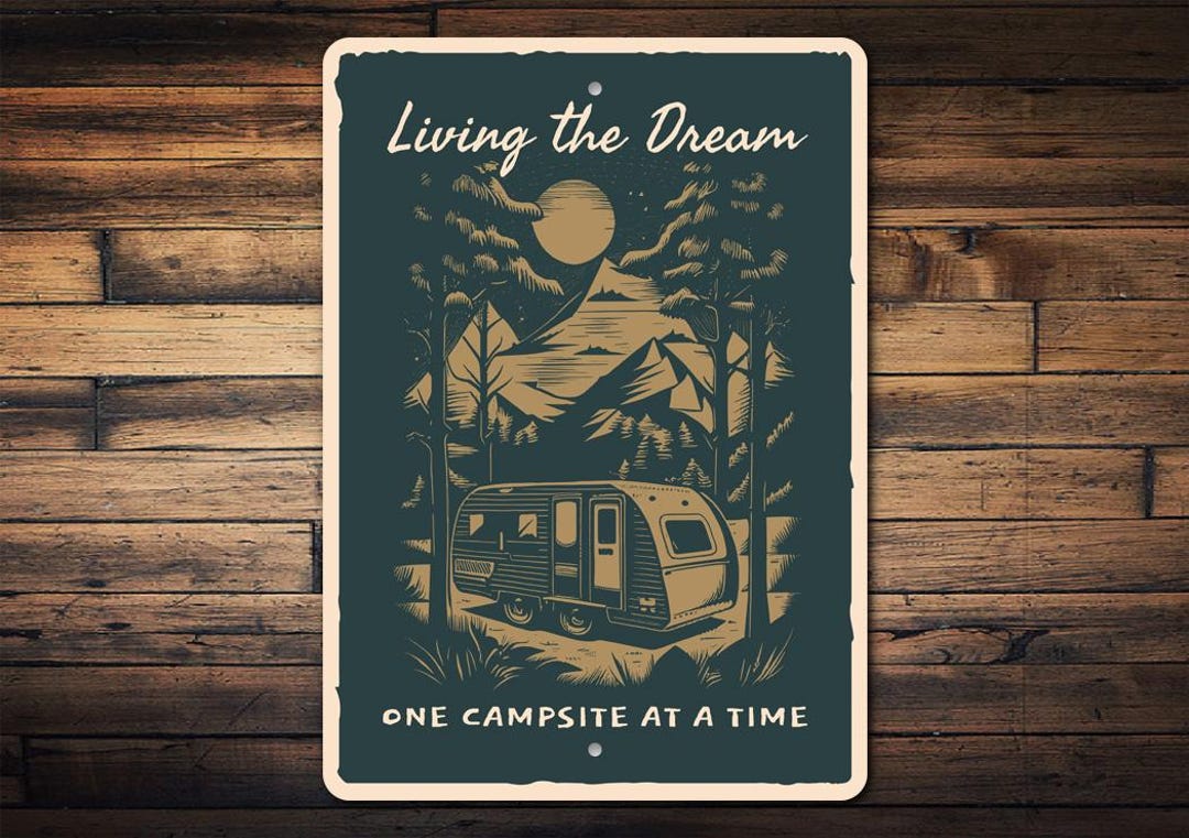 Living the Dream Sign, RV Camper Decor, Cabin Wall Decor, Camper Gift ...