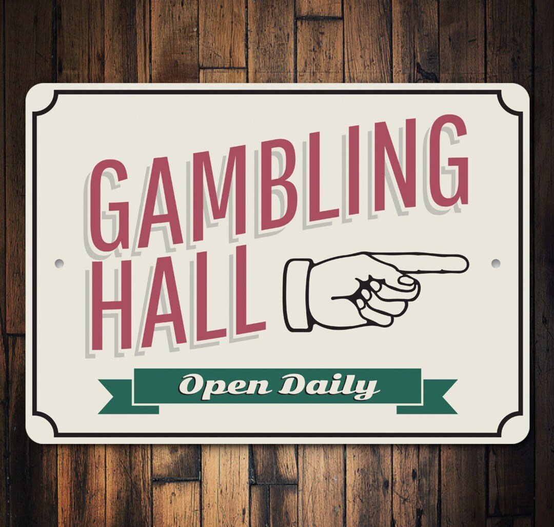 Gambling Hall Sign, Open Daily Gambling, Poker Lounge Decor, Poker Gift ...