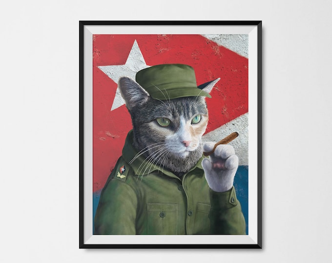 Fidel Catstro Fidel Castro as a Cat Print - Etsy